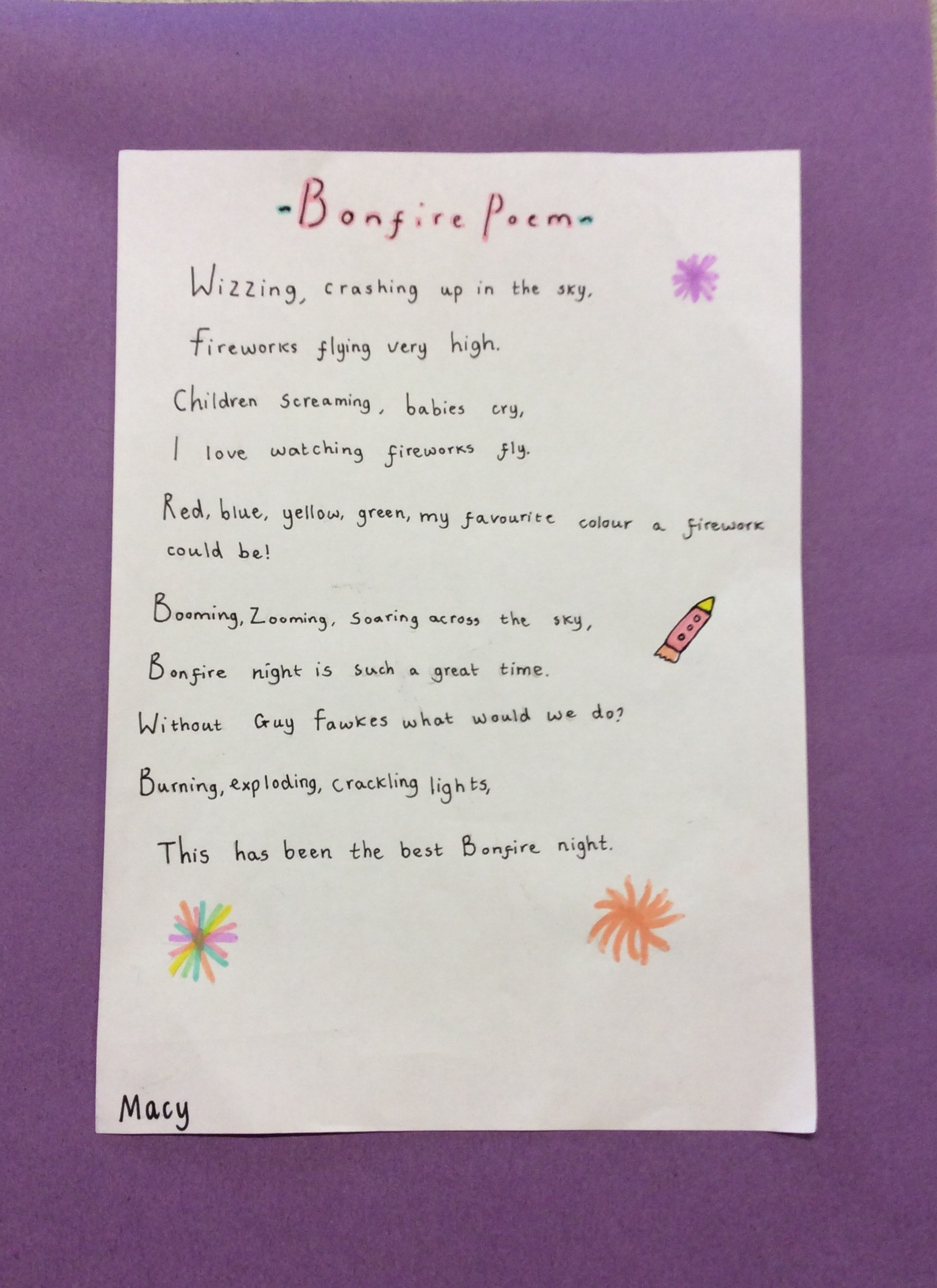 Primary 7 Room 18 – Bonfire Poems – Cornhill Primary School