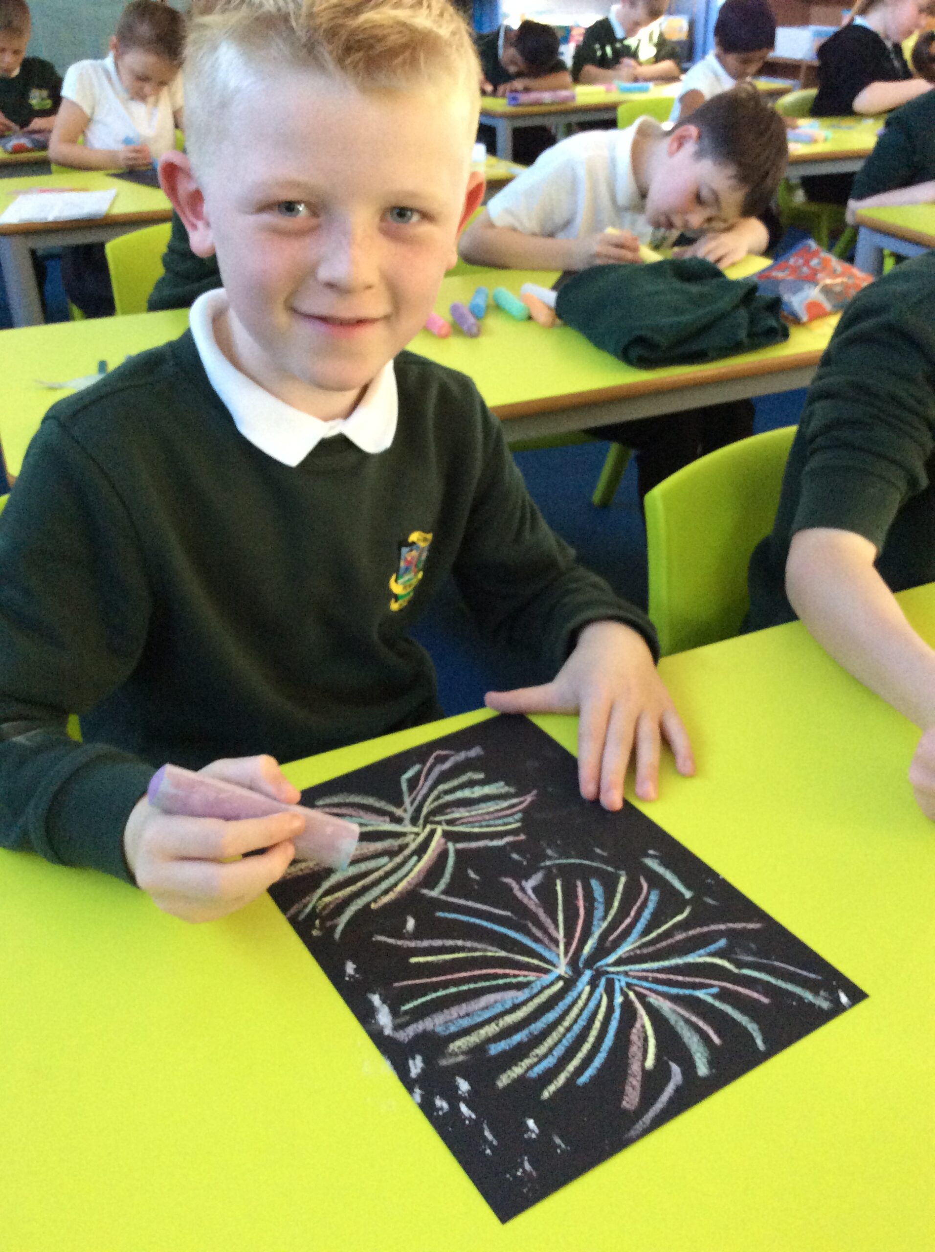 Bonfire Night – Chalk Art in Room 12 – Cornhill Primary School