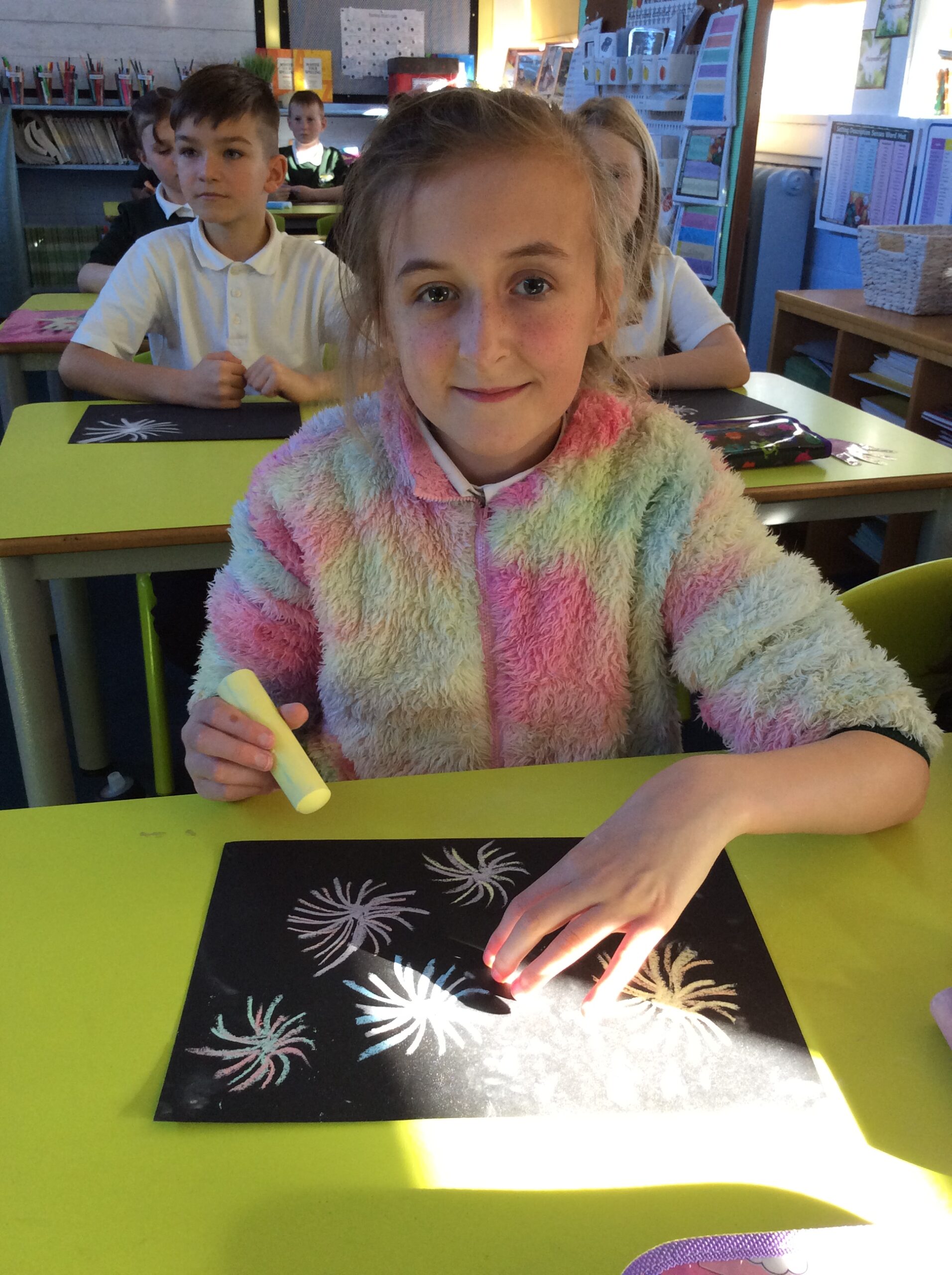 Bonfire Night – Chalk Art in Room 12 – Cornhill Primary School